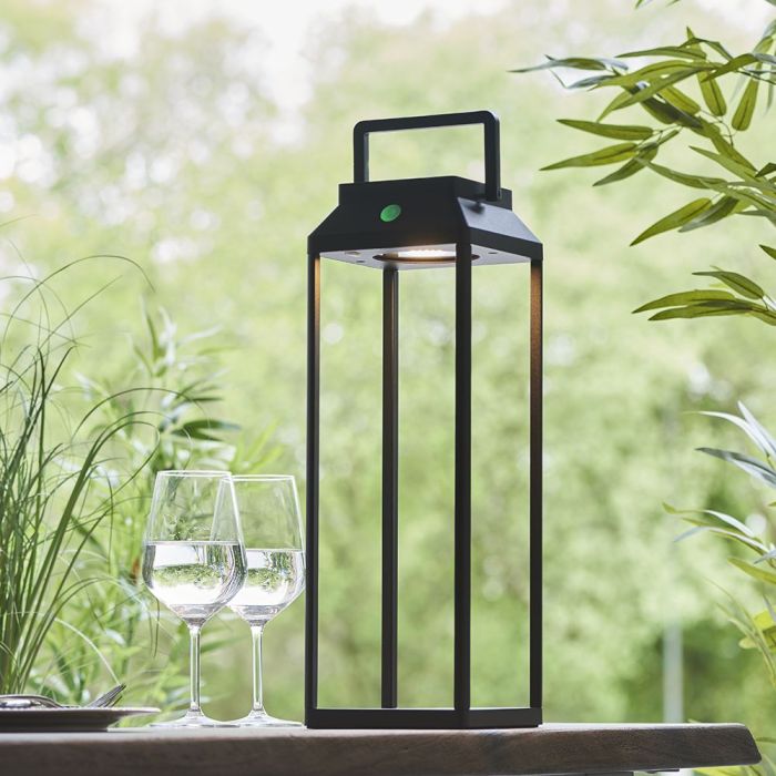 Endon Lighting Linterna 96932 LED Black IP44 Touch Solar Outdoor Portable Lamp